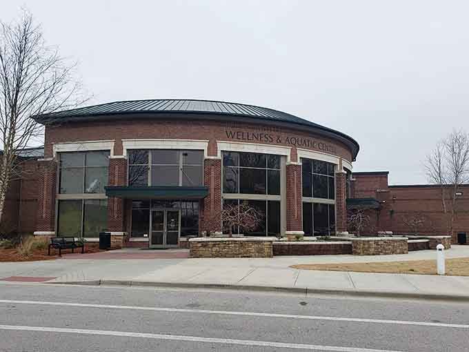 Modern brick and glass blend seamlessly, showing that small towns can embrace wellness without losing their character.