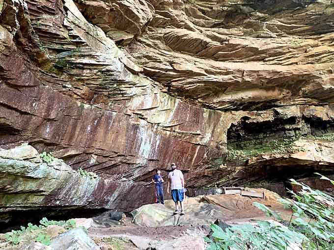 Standing beneath these massive sandstone overhangs makes you feel wonderfully small, like visiting nature's own cathedral built over millennia.