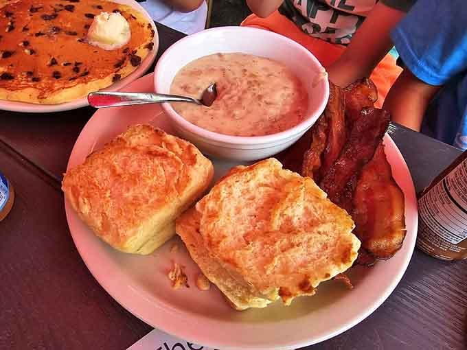 When biscuits meet gravy and bacon joins the party, mornings suddenly make sense again.