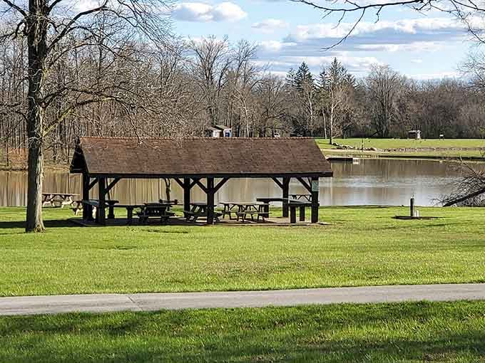 The lakeside pavilion where you can enjoy lunch with a view that beats any restaurant window seat.