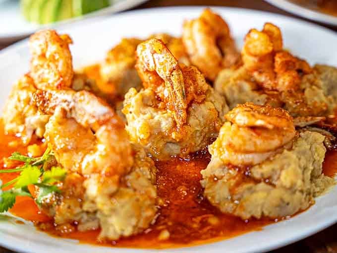 Crispy shrimp that could make a seafood skeptic reconsider their entire life philosophy about fried food.