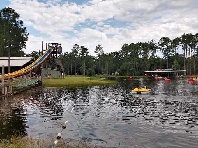 Summer fun meets Southern hospitality at this waterside retreat where the slides are steep and the memories run deep.