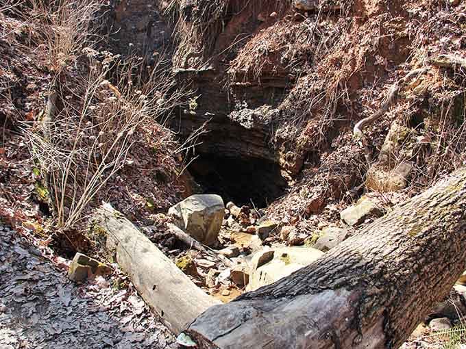 The cave entrance blends seamlessly into Pigeon Mountain, keeping Georgia's deepest secret hidden in plain sight.