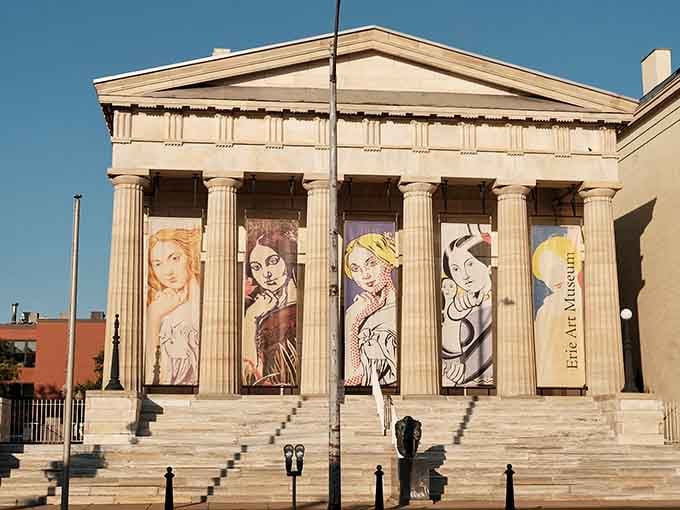 Classical architecture housing contemporary art, because Erie knows how to make culture look good from every angle and era imaginable.