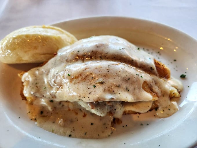 Crab-stuffed flounder with sides of corn and mac-and-cheese is comfort food elevated to an art form worth celebrating.