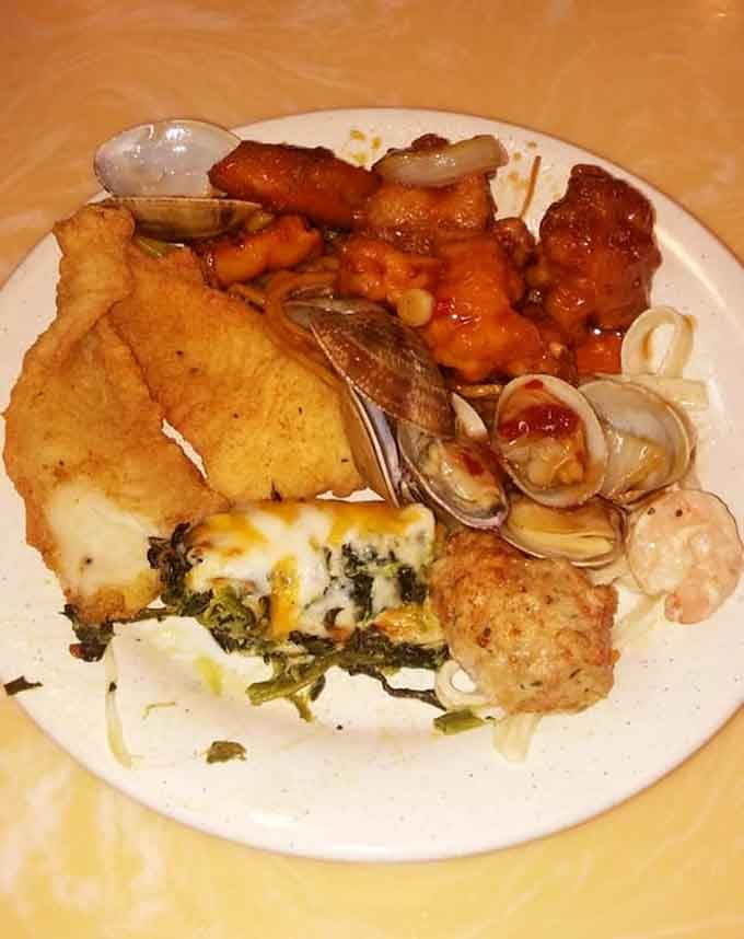 This plate tells the story of someone who understands that variety is the spice of buffet life and commitment.