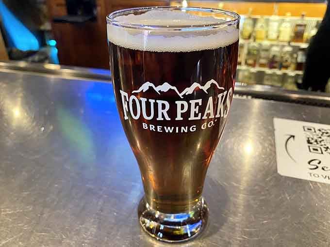 The legendary Kilt Lifter in all its amber glory, looking exactly like the kind of beer that built Arizona's craft scene.