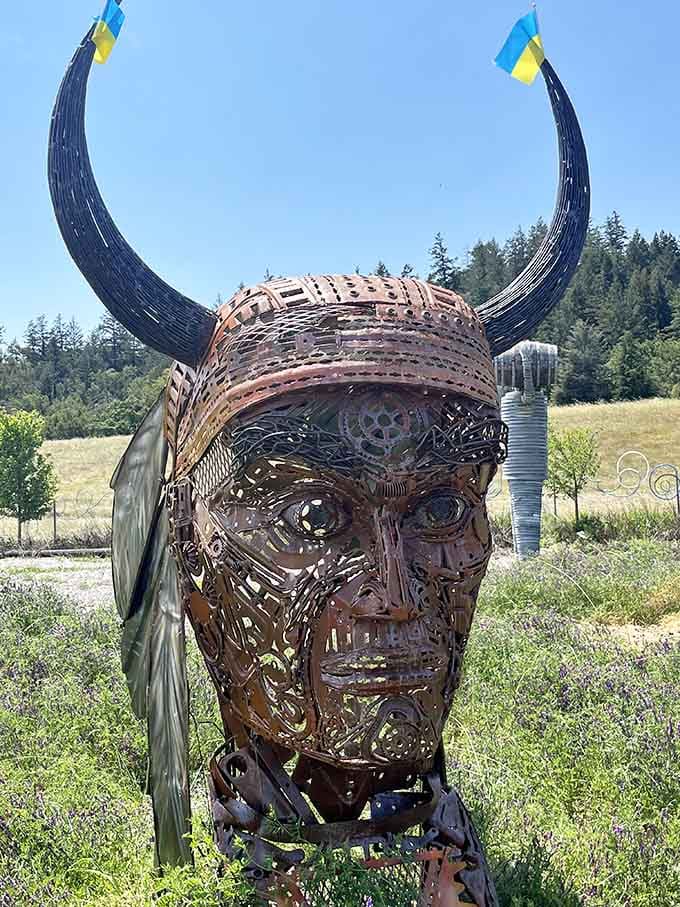 Those horns and that intense gaze suggest this Viking-inspired creation has stories to tell from ancient Nordic sagas.