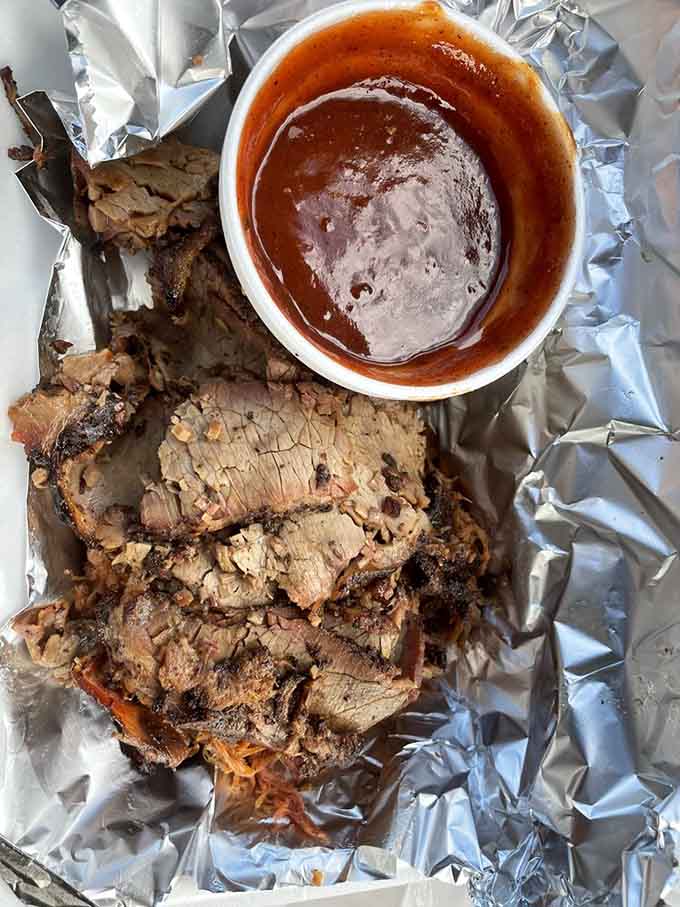 Tender brisket and pulled pork demonstrate that this kitchen's smoking skills extend well beyond their famous ribs.