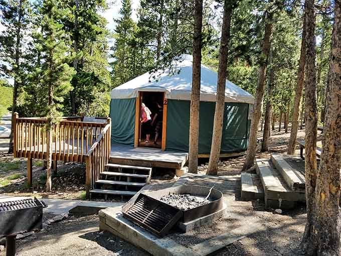 Your yurt awaits, complete with deck and fire ring&mdash;camping for people who appreciate walls and roofs.