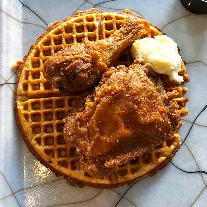 Chicken and waffles: because why choose between breakfast and dinner when you can have the best of both worlds?