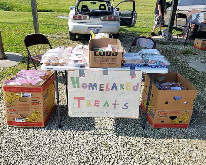 Nothing says "support local entrepreneurship" quite like a handwritten sign and homemade goodies spread across a folding table.