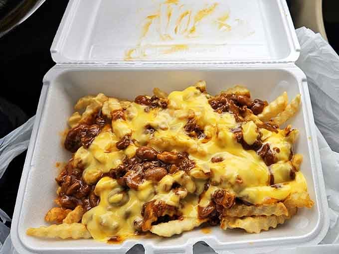 Chili cheese fries that could feed a small village or one very determined person with priorities.