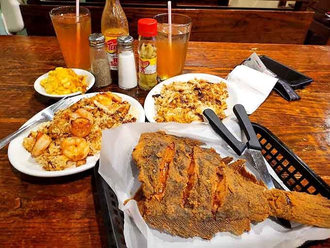 When your flounder arrives this golden and massive, you know someone in that kitchen means business.