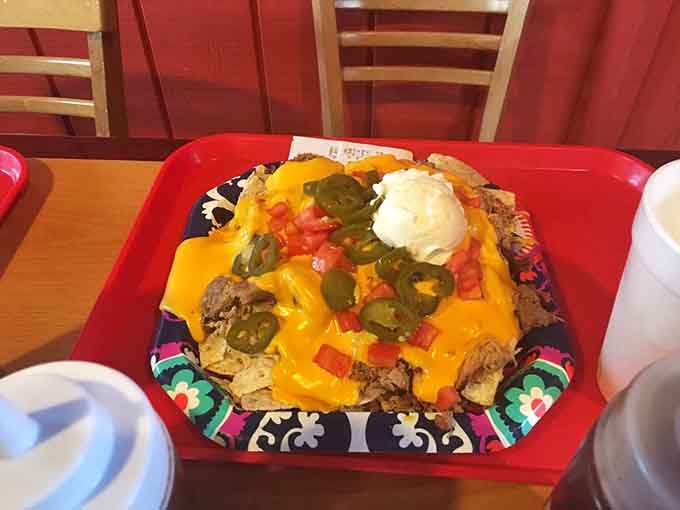 Nachos loaded with barbecue meat prove that fusion cuisine doesn't have to be fancy to be fantastic.