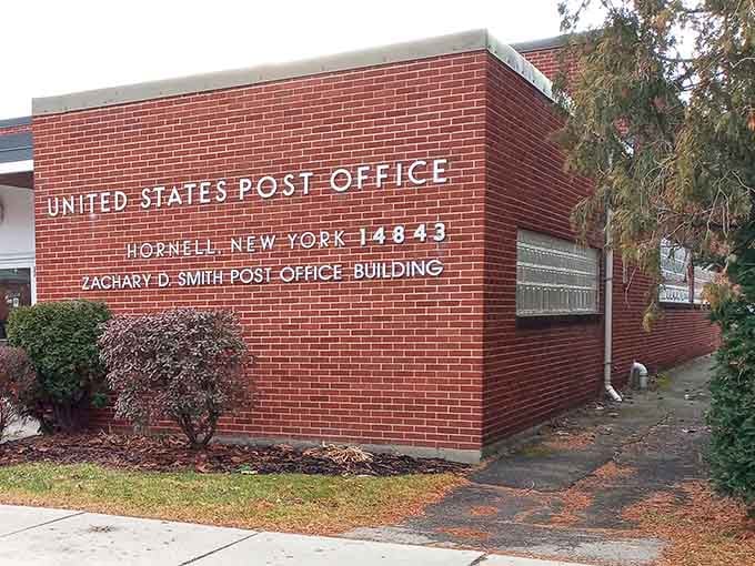 Even the post office maintains that classic brick charm that modern construction forgot how to build.
