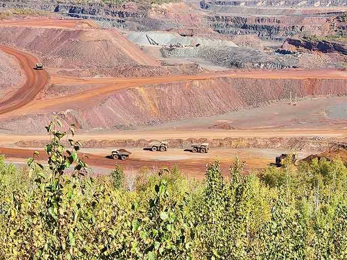 The sunset view that makes you forget you're looking at a working mine and not some exotic vacation destination.