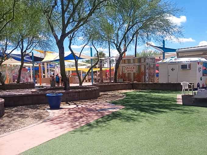 The walkways between attractions give you just enough time to convince yourself you're ready for another slide.