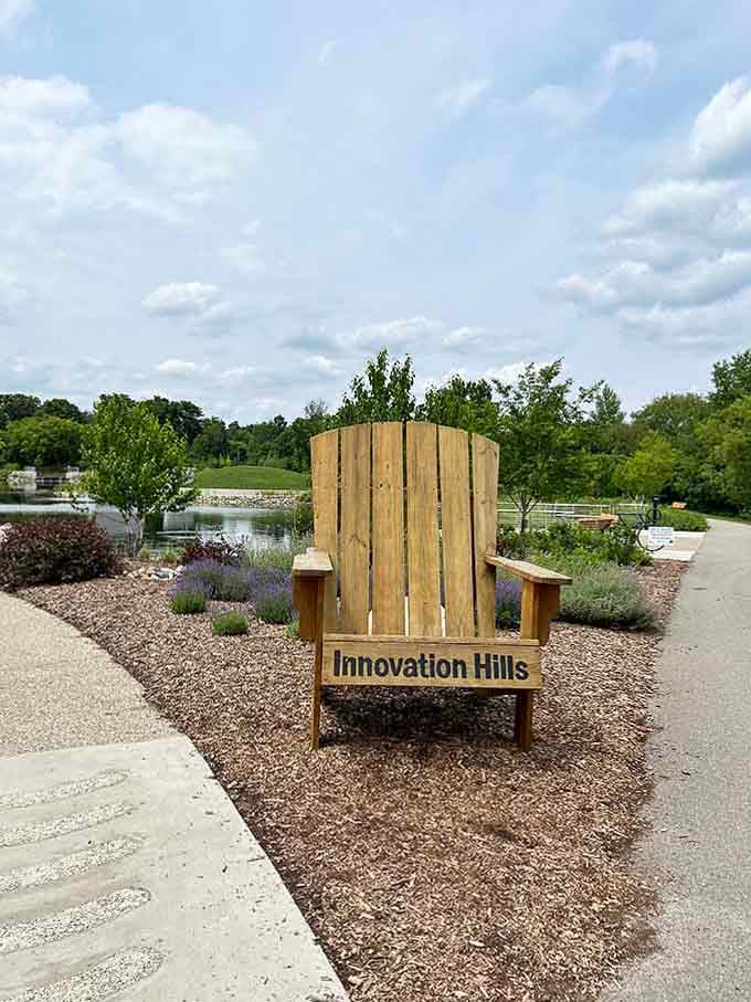 This oversized chair makes everyone feel like a kid again, which is exactly the point of this place.
