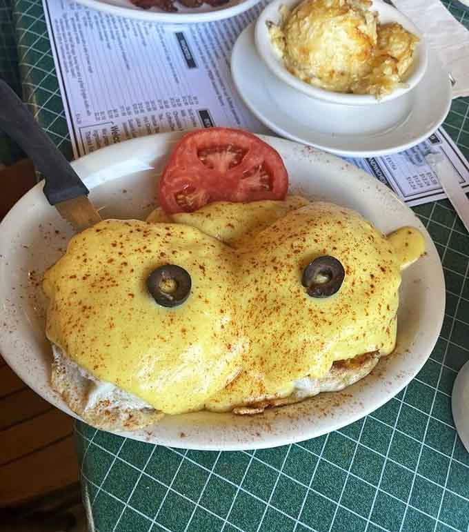 Eggs Benedict done right, with hollandaise that looks like it was poured by someone who actually cares about your happiness.