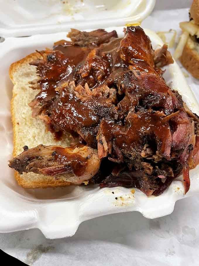 Pulled pork piled high and dripping with sauce on toasted bread looks like comfort food's greatest achievement.