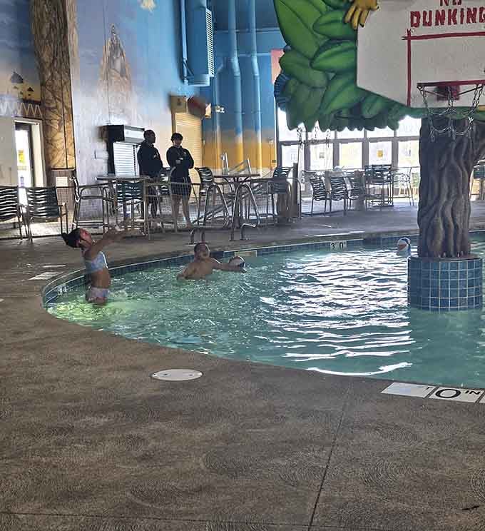 Basketball meets swimming pool because apparently someone decided regular basketball wasn't challenging enough already.