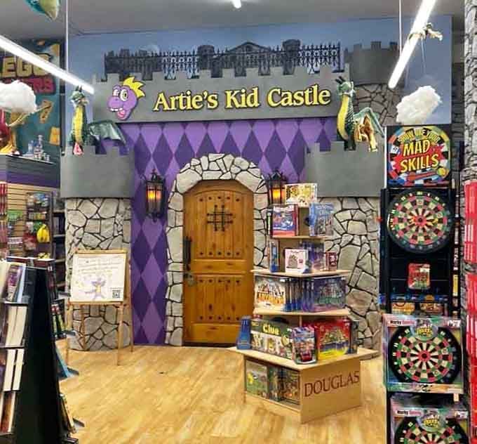 Artie's Kid Castle stands ready with its wooden door, inviting young knights to discover their next great adventure.