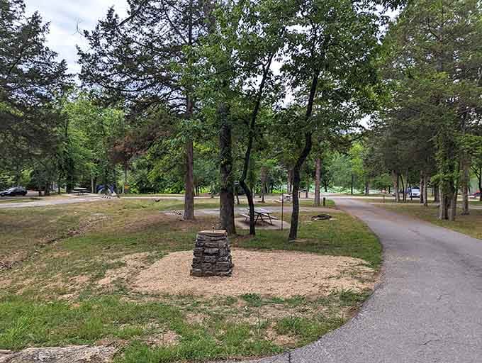 Campground roads winding through trees like nature's own subdivision, but infinitely more peaceful and scenic.