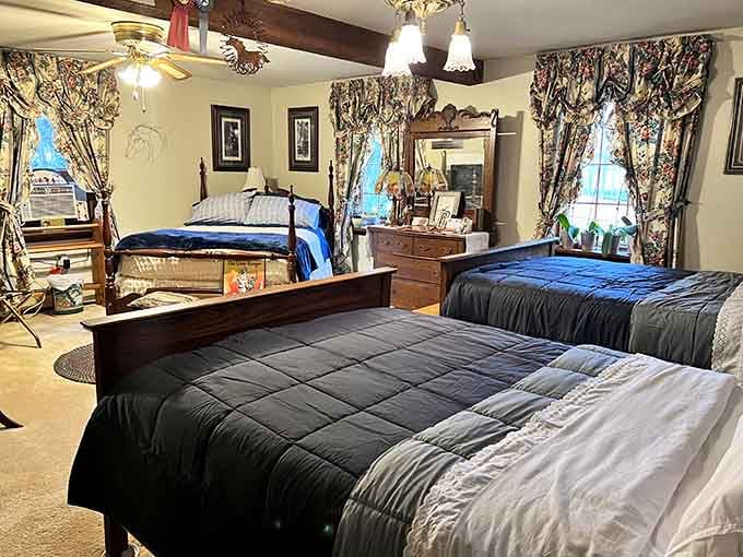 Multiple beds mean the whole crew can experience farm life without fighting over sleeping arrangements like kids.