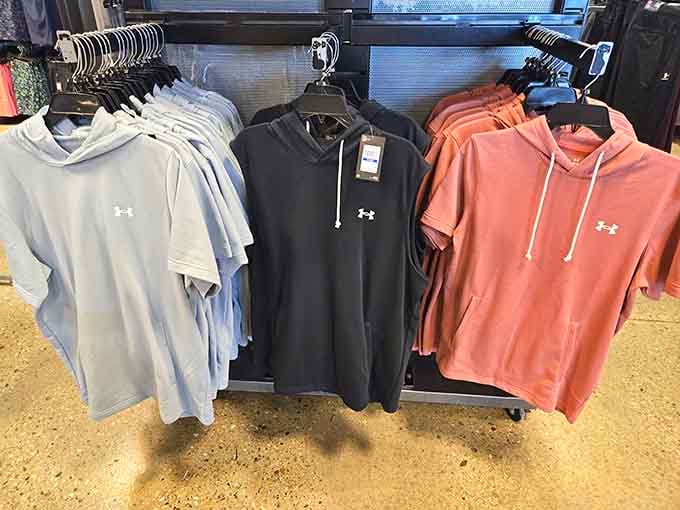 Under Armour hoodies in colors that won't make you look like everyone else at the gym.