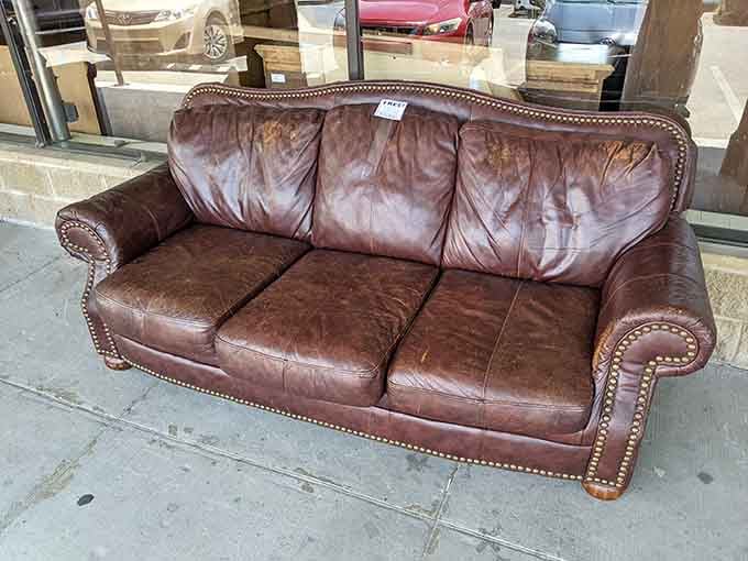 This leather beauty has more character than most people's entire living rooms and costs less than dinner for four.