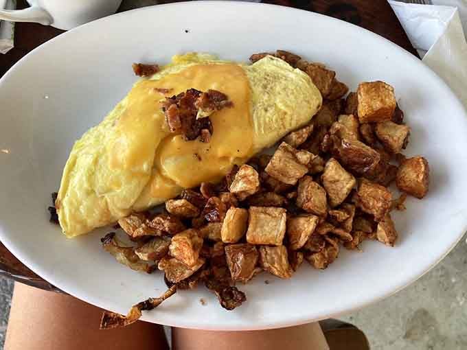 Golden omelet meets crispy bacon in a partnership more successful than any celebrity power couple ever.