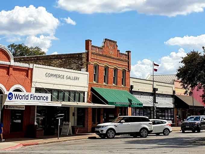 Main Street architecture that's survived since the 1800s, probably sustained by the sheer power of barbecue smoke alone.