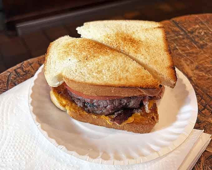 This cheeseburger on toast looks like your grandmother's cooking because it literally predates your grandmother's cooking entirely.