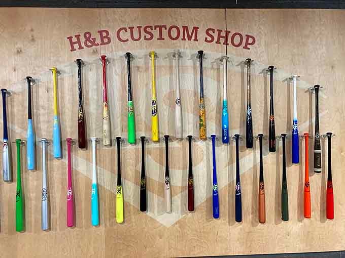 The custom shop's rainbow of bat options proves that even professional sluggers like to express themselves through their choice of lumber.The custom shop's rainbow of bat options proves that even professional sluggers like to express themselves through their choice of lumber.