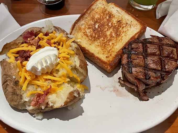A loaded baked potato and perfectly grilled filet prove that sometimes the classics can't be improved upon.