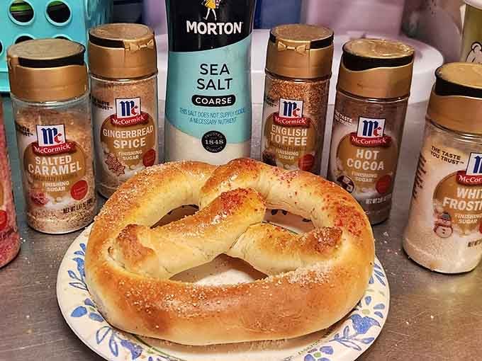 That golden pretzel sits surrounded by flavor possibilities like a carb-loaded choose-your-own-adventure novel for your taste buds.