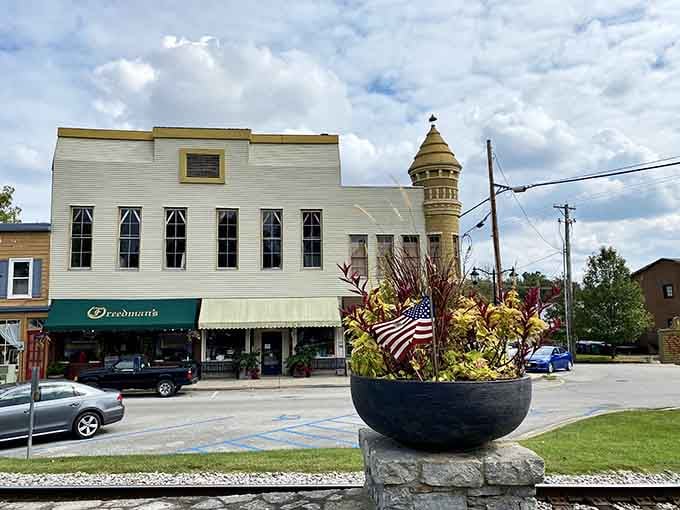 Downtown Midway looks like someone built a time machine and decided the 1800s had the right idea about architecture.