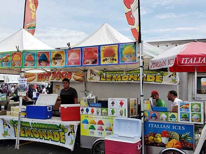 Hot dogs, lemonade, and Italian ices keep shoppers fueled for the ultimate treasure hunting marathon ahead.