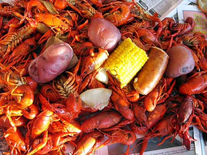 Boiled crawfish with all the fixings transforms a gas station into your own personal French Quarter seafood boil.