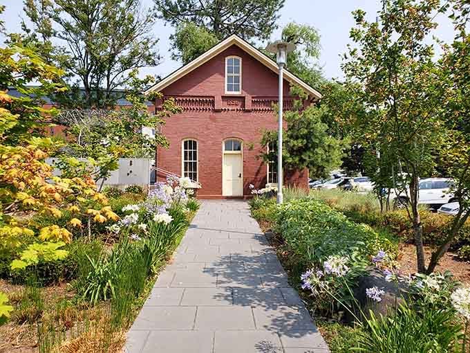 The charming brick museum building houses exhibits that are decidedly less cheerful than its exterior suggests.