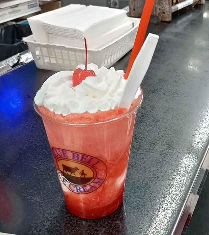 Cherry cream soda topped with enough whipped cream to make your cardiologist schedule an intervention, and it's worth it.