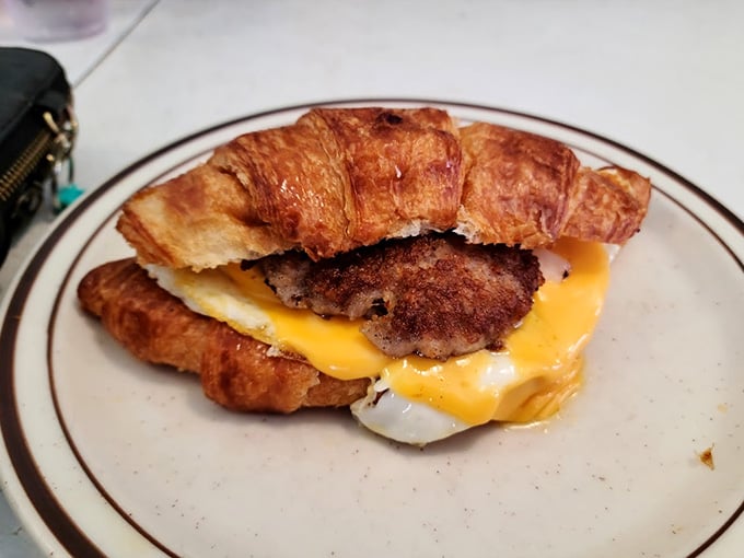 A croissant sandwich so buttery and perfect it makes French people nod approvingly from across the Atlantic Ocean.