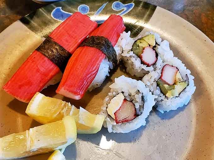 Sushi at a buffet feels like finding money in your coat pocket, unexpected and absolutely delightful.