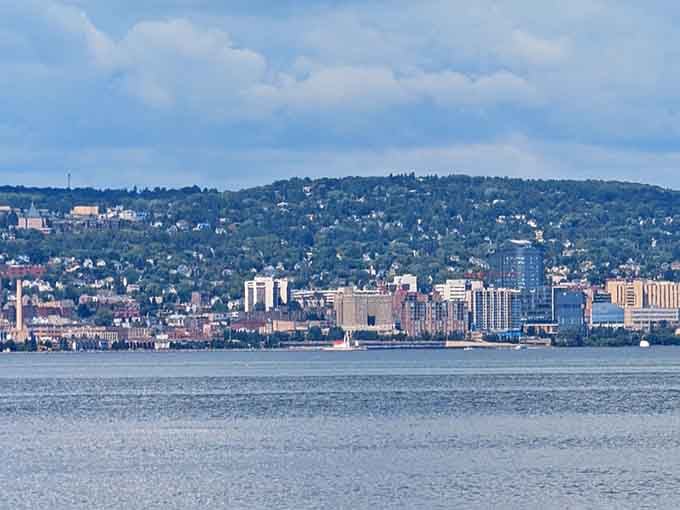 The Duluth skyline rises across the harbor, a reminder that civilization is close when you need it.