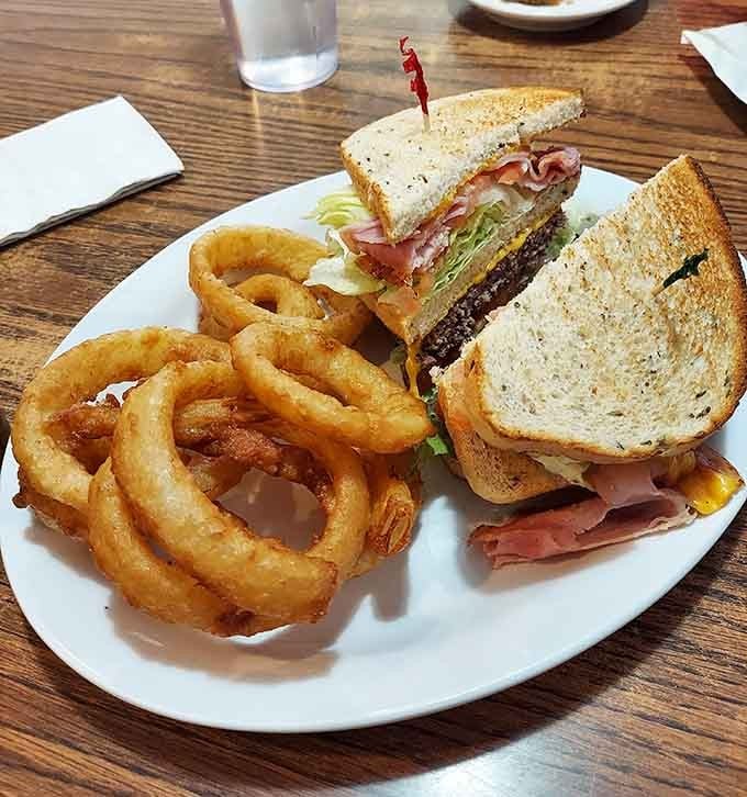 When your sandwich comes with onion rings this golden, you know someone in the kitchen really cares about lunch.