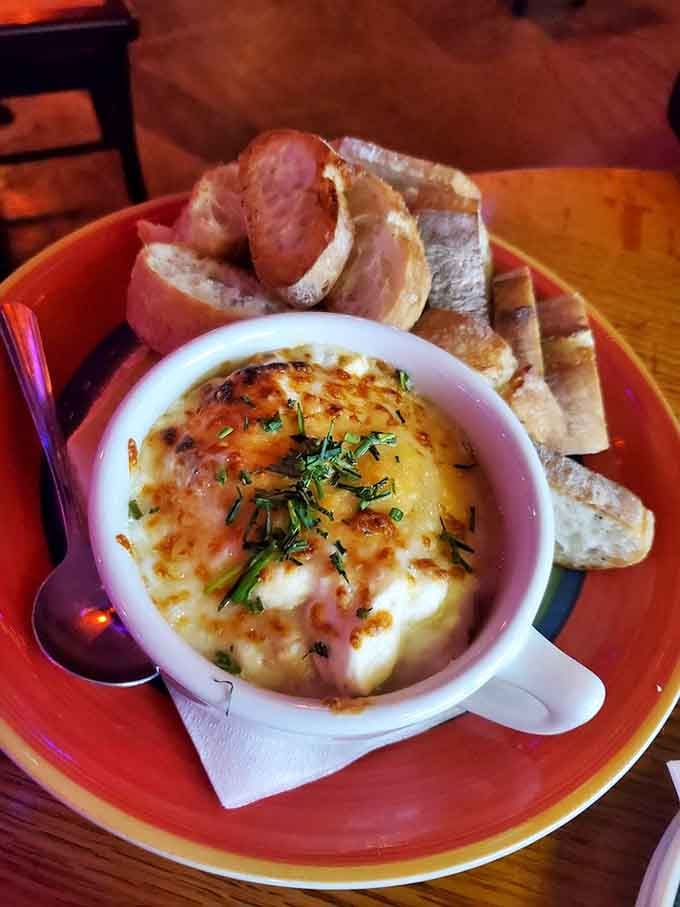 That pepper dip situation comes with enough bread and sausage to make any appetizer lover weep with joy.