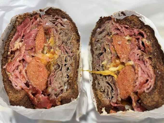 This triple-decker masterpiece proves that sometimes three's company, especially when lunch is involved and you're hungry.