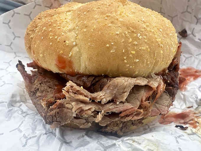 That's not just a sandwich, that's a masterclass in how much meat one roll can handle.