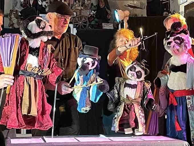 Live performances transform static displays into magical moments where puppets become fully realized characters before your eyes.